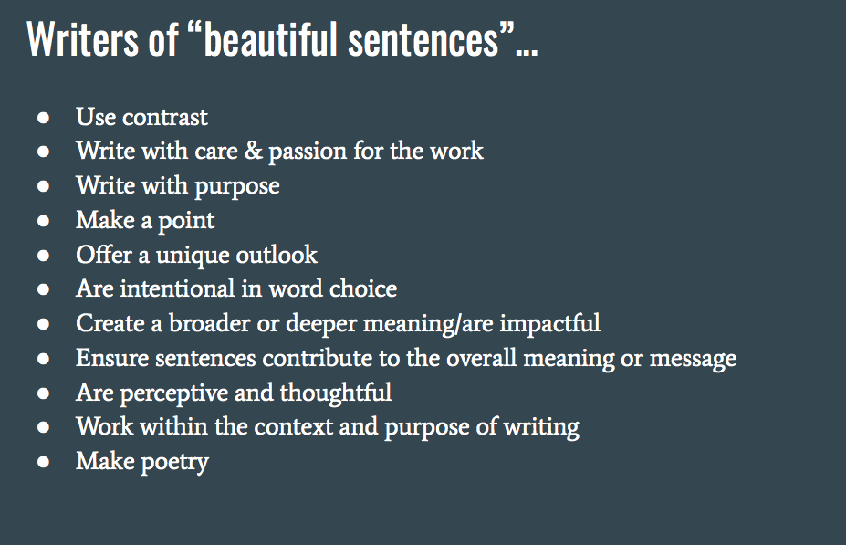A Lesson on Beautiful Sentences – moving writers