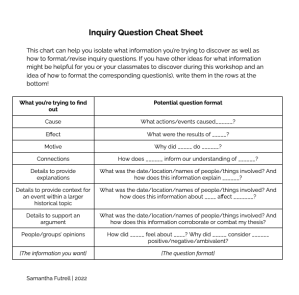 No Dumb Questions: Using Inquiry to Drive Research – moving writers